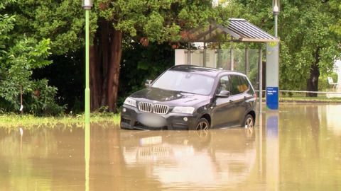 Unwetter am Bodensee - Campingplatz, Straßen und Keller unter Wasser